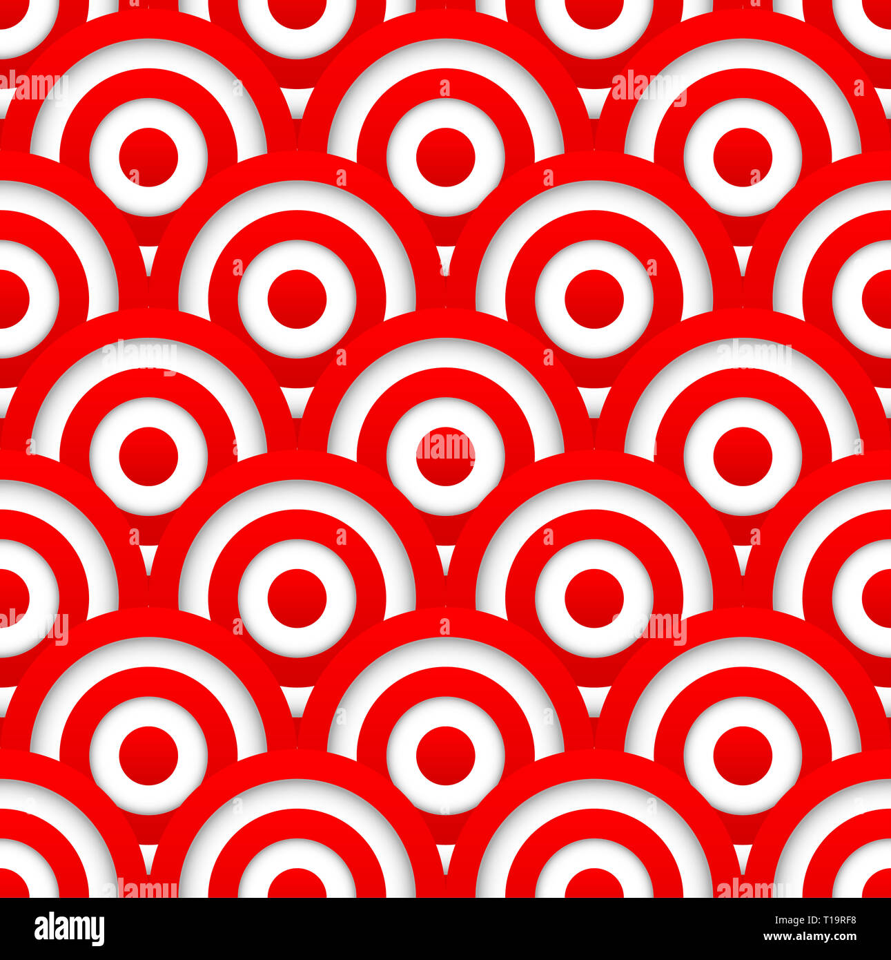 Red And White Concentric Circles Abstract Pattern Seamlessly Repeatable Vector Illustration