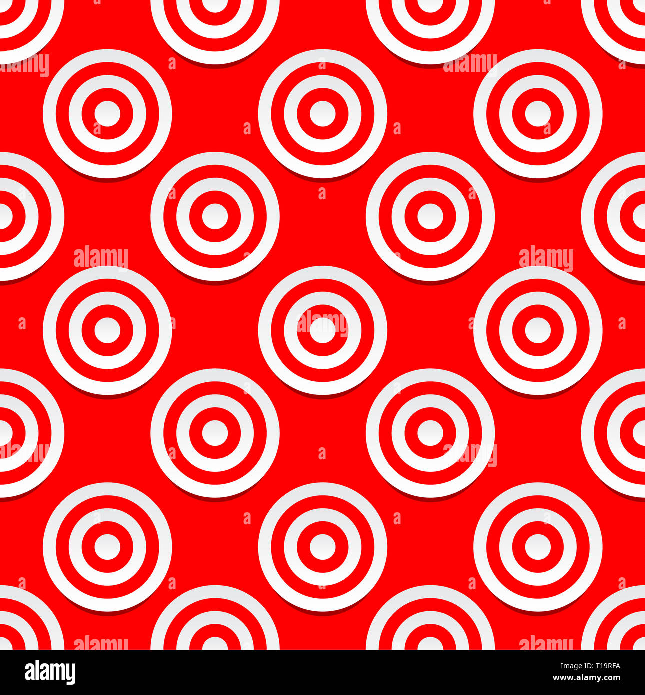 Red And White Concentric Circles Abstract Pattern Seamlessly Repeatable Vector Illustration