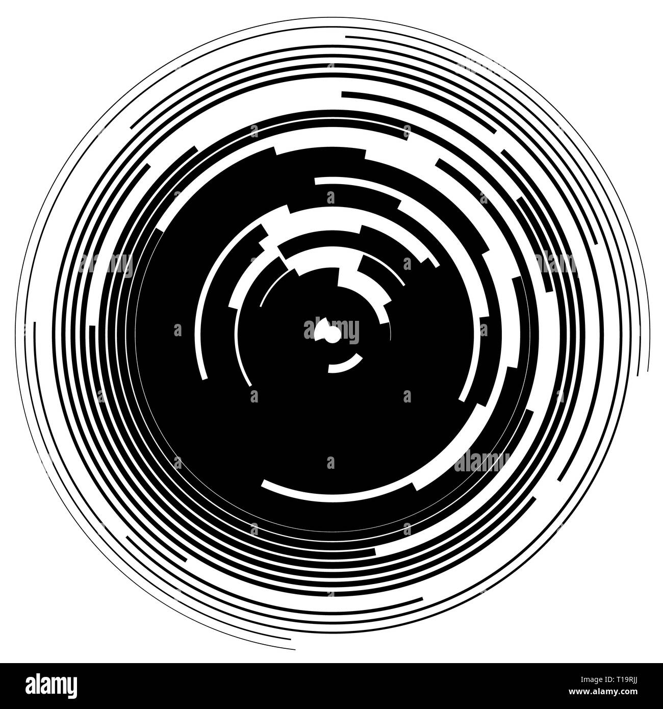 Concentric segments of circles, random lines following a circle path ...