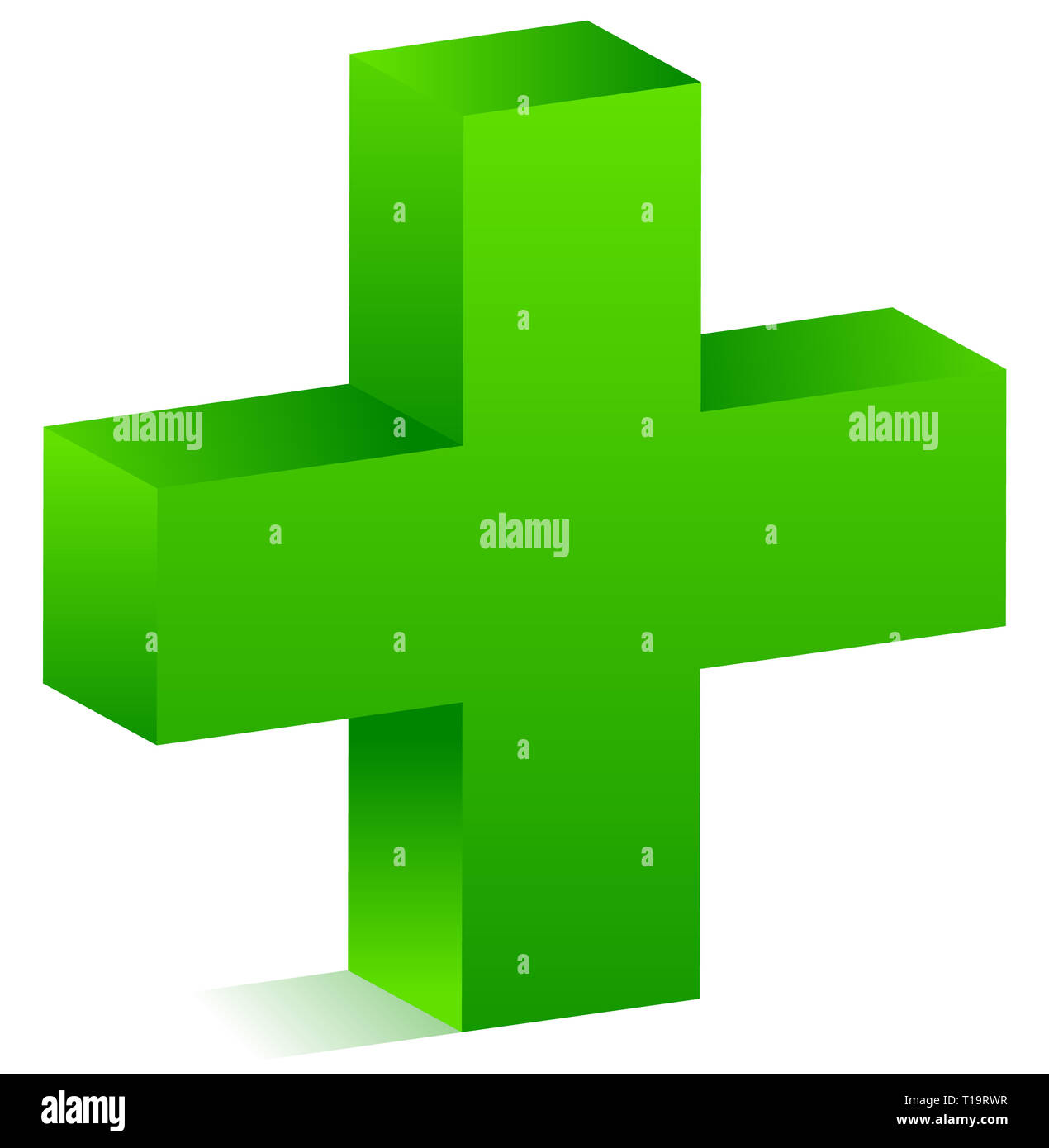 3d green cross for healthcare, support, first aid concepts Stock Photo ...