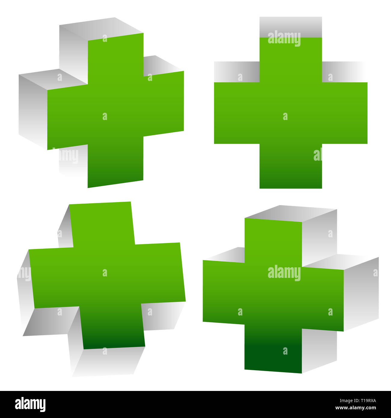 Eps 10 Vector Illustration of Set Of 3D Green Crosses Stock Photo - Alamy