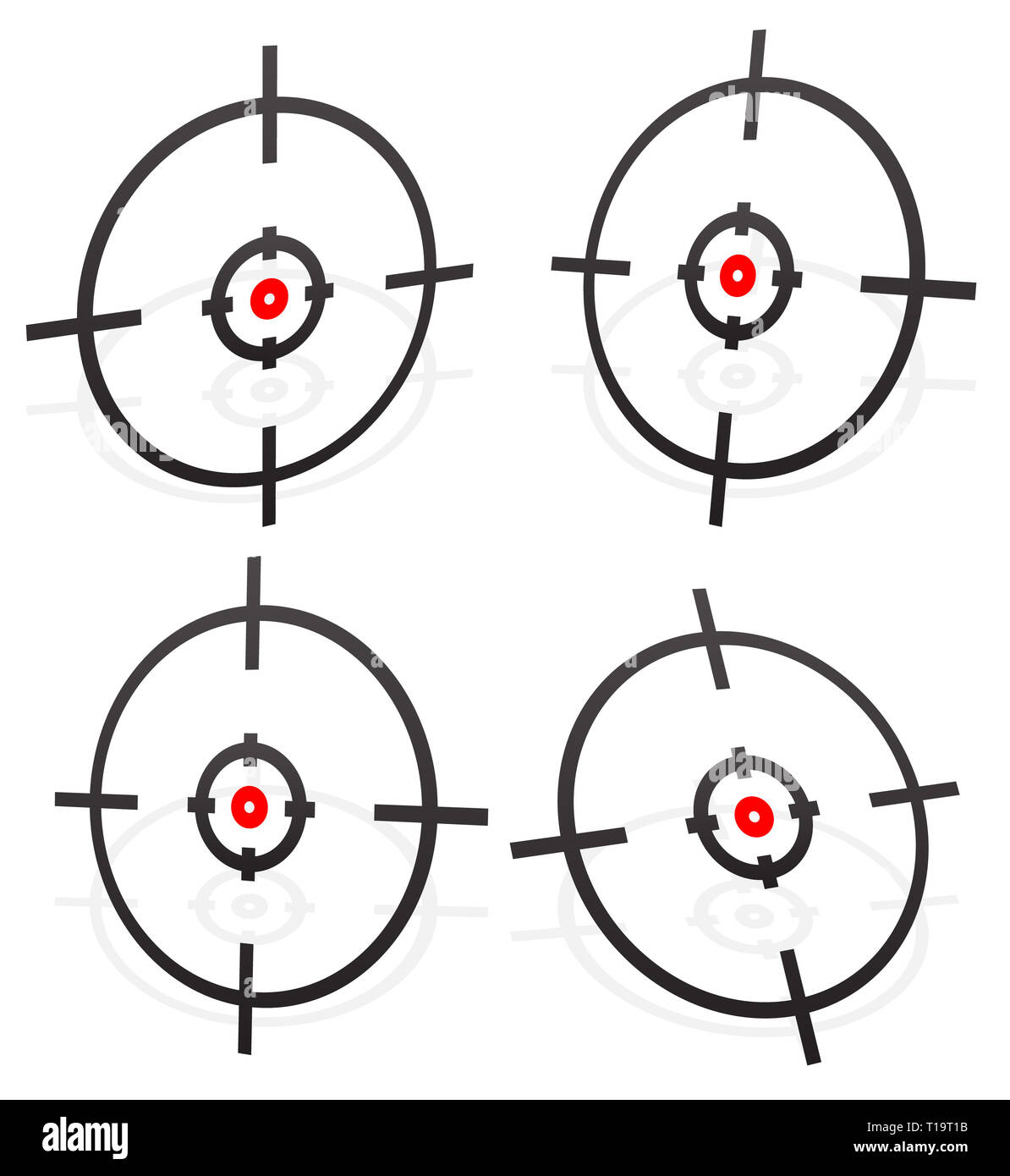Crosshair, firearm's reticle graphics with red dot, vector. Precision ...