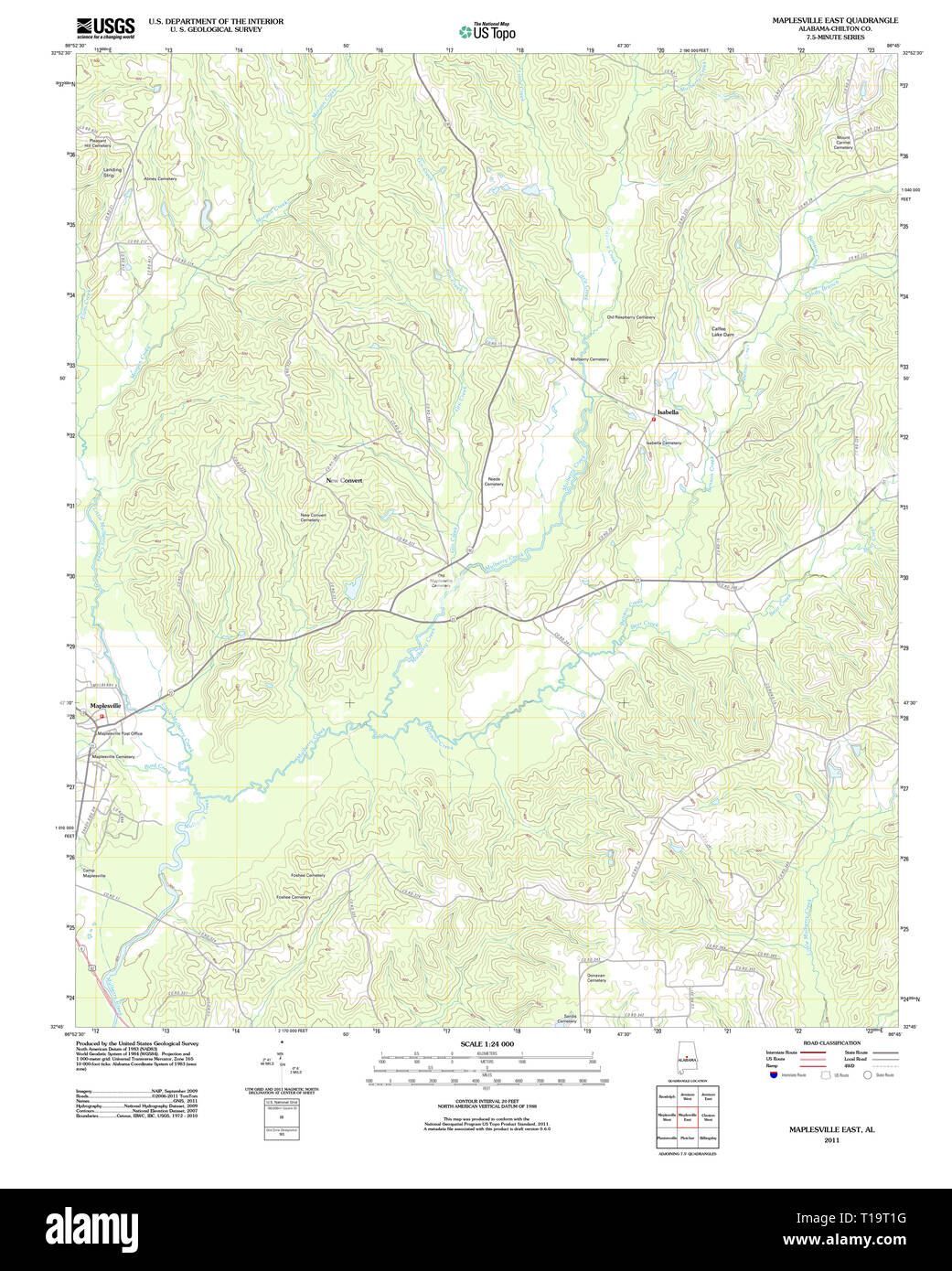USGS TOPO Map Alabama AL Maplesville East 20111013 TM Stock Photo - Alamy
