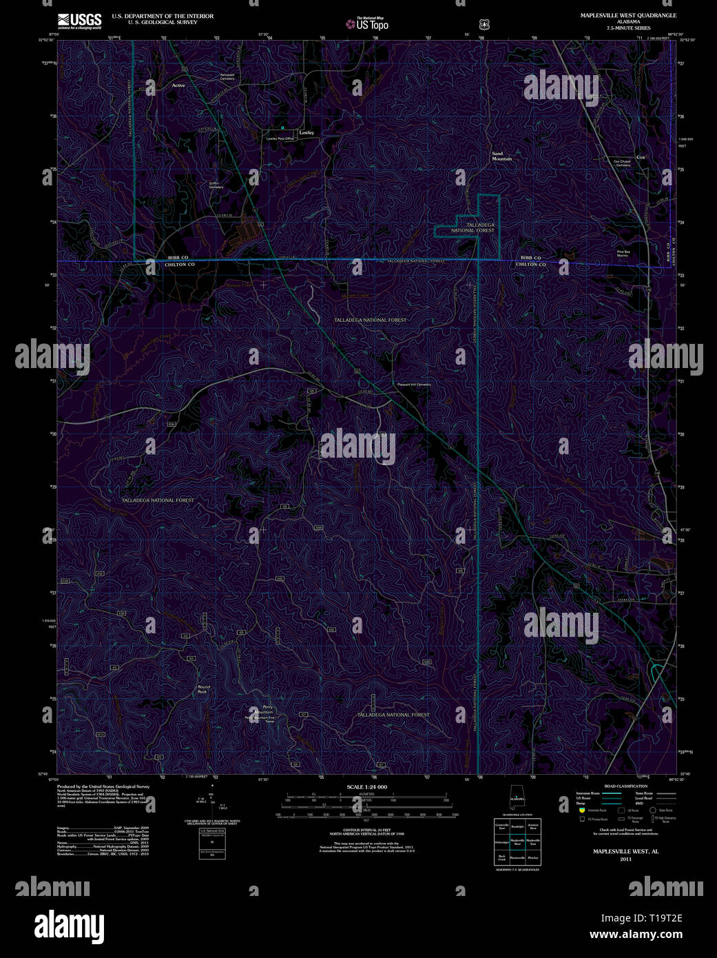USGS TOPO Map Alabama AL Maplesville West 20110927 TM Inverted Stock ...