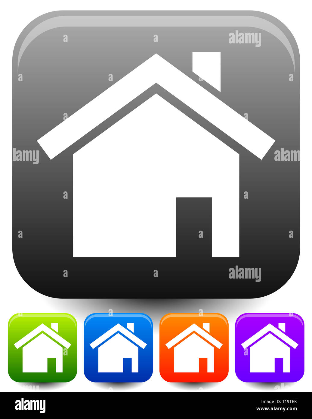House symbols on rounded squares with highlight effect. Icons for ...