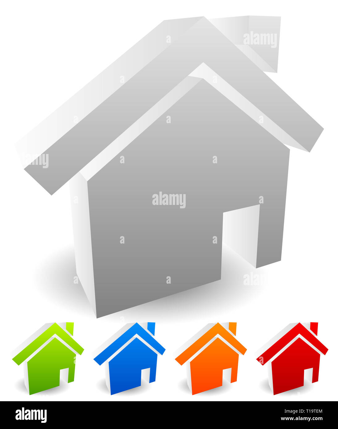 3d house icons. Editable vectors. Home, homepage, real estate themes ...