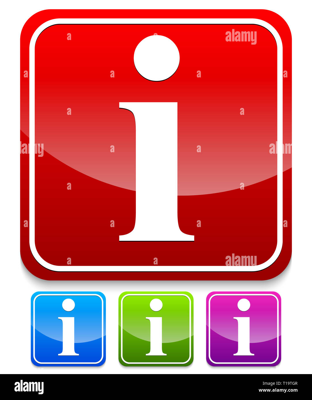 Stylish info, information icons in red, blue, green and purple Stock ...