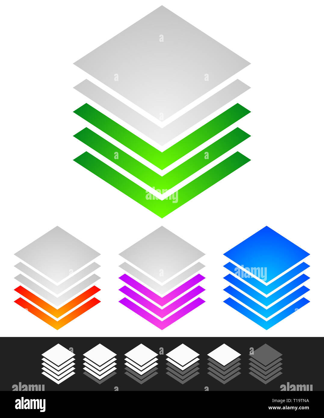 Layered stacks. progress, level indicator symbol Stock Photo - Alamy