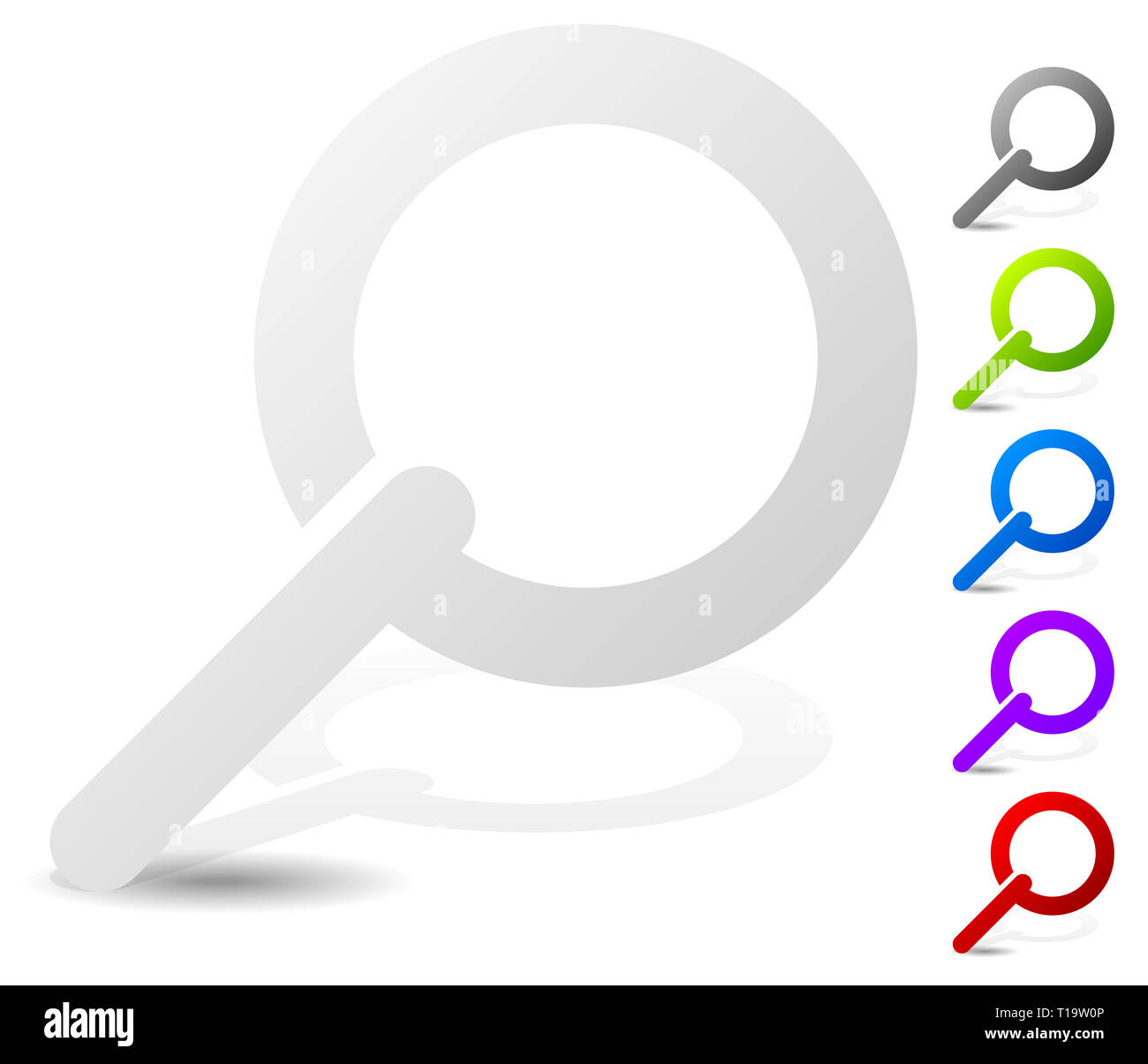 Magnifier symbols for search, seek or details concepts. 6 color ...
