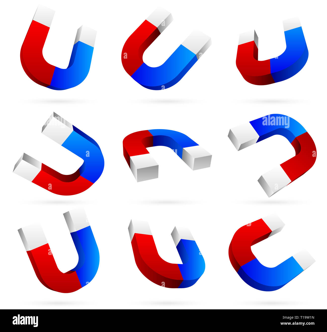 3d Bright magnets in different angles Stock Photo - Alamy