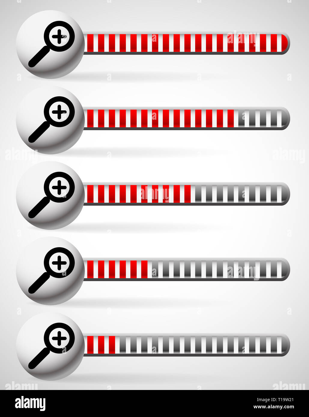 Magnifiers with level indicators, units, increments. Version with bars ...