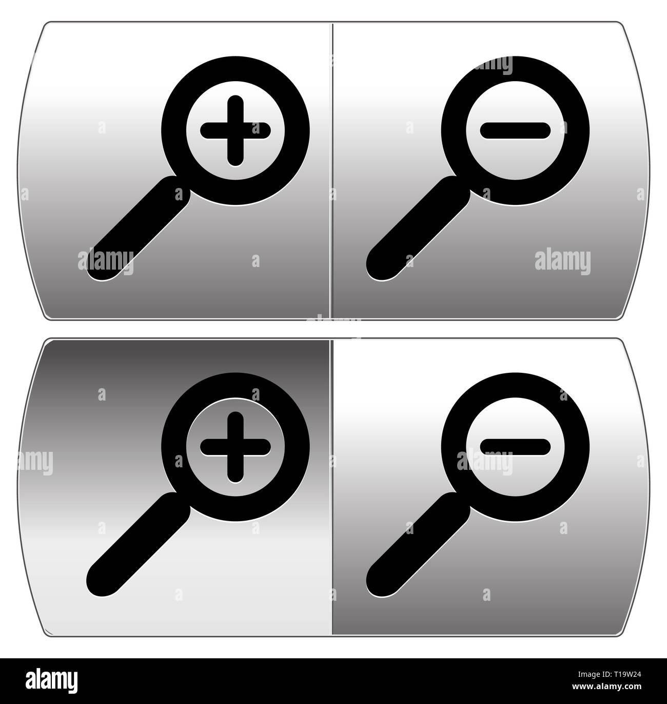 Zoom in, Zoom out buttons. UI element template Stock Photo - Alamy