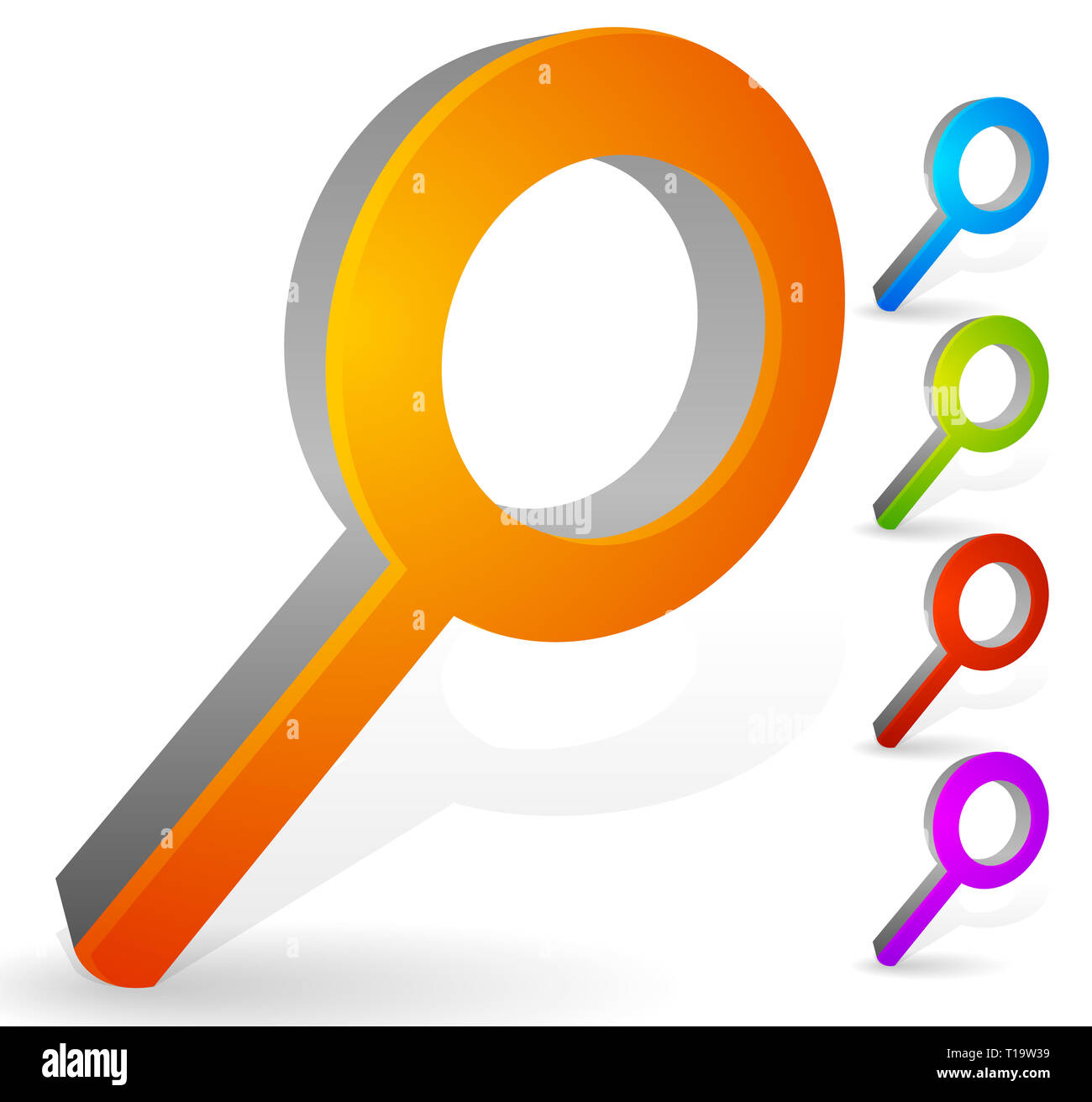3d magnifier glass set Stock Photo - Alamy