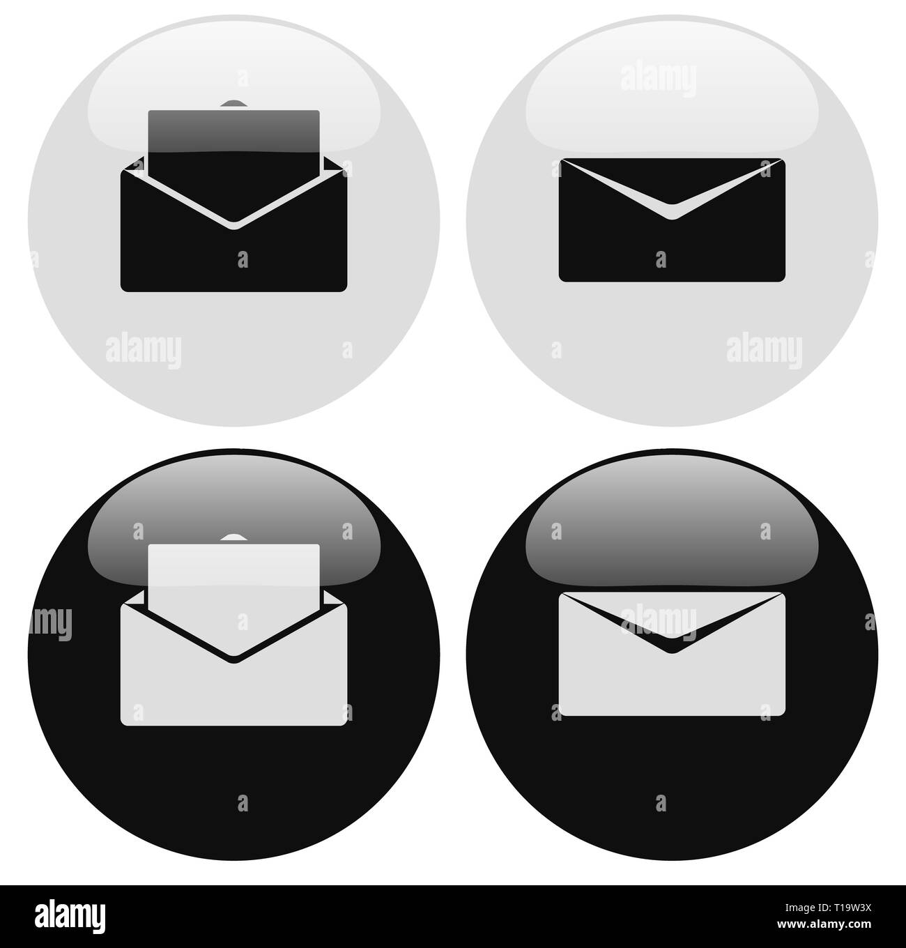 Email or envelope icons. Open, closed mail symbol Stock Photo - Alamy