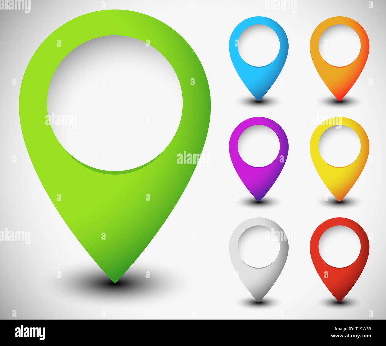 Map marker, map pin set with blank circle Stock Photo - Alamy