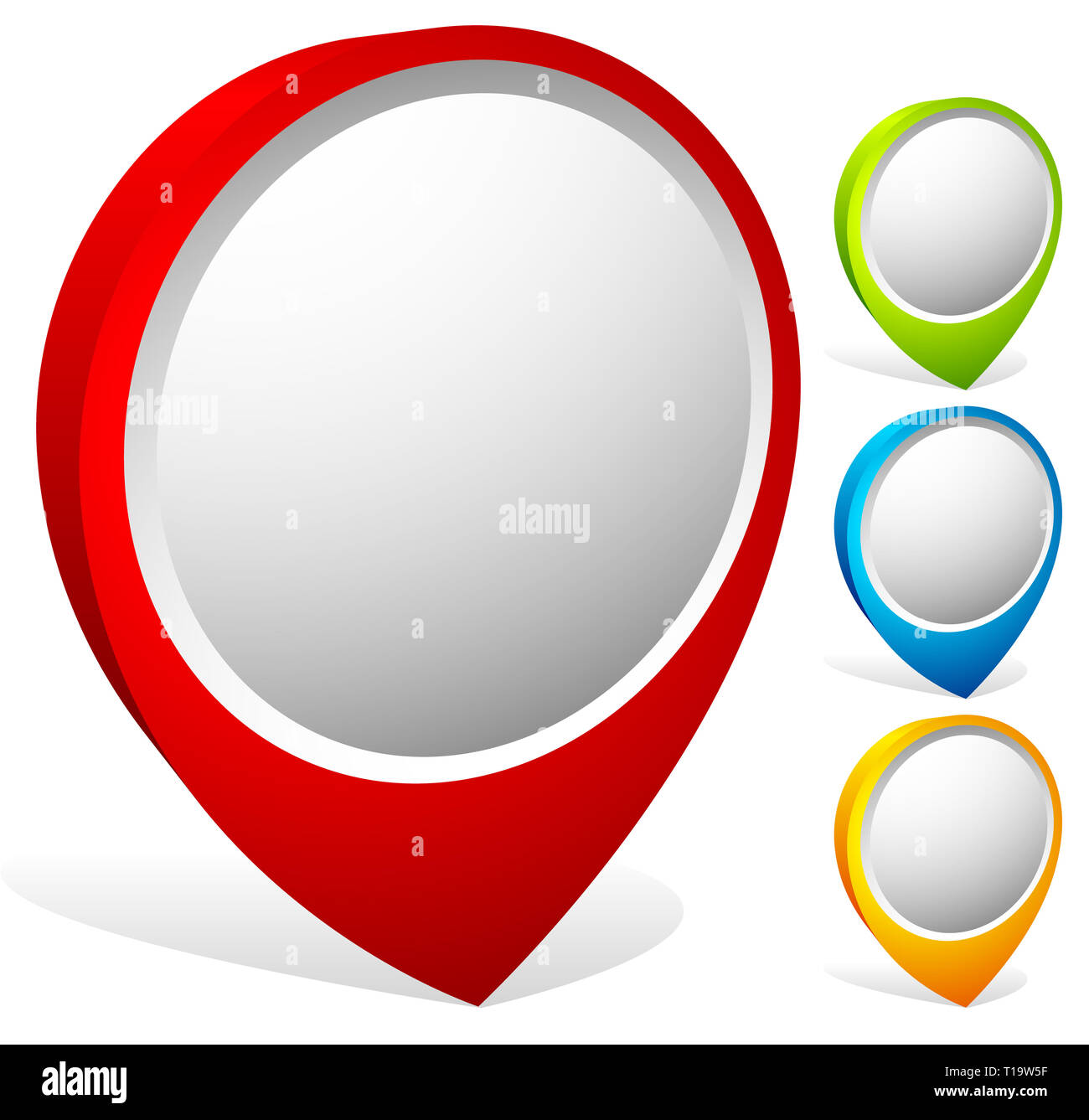 Colorful Vector Map Marker Set. 3D Map Pins Stock Photo - Alamy