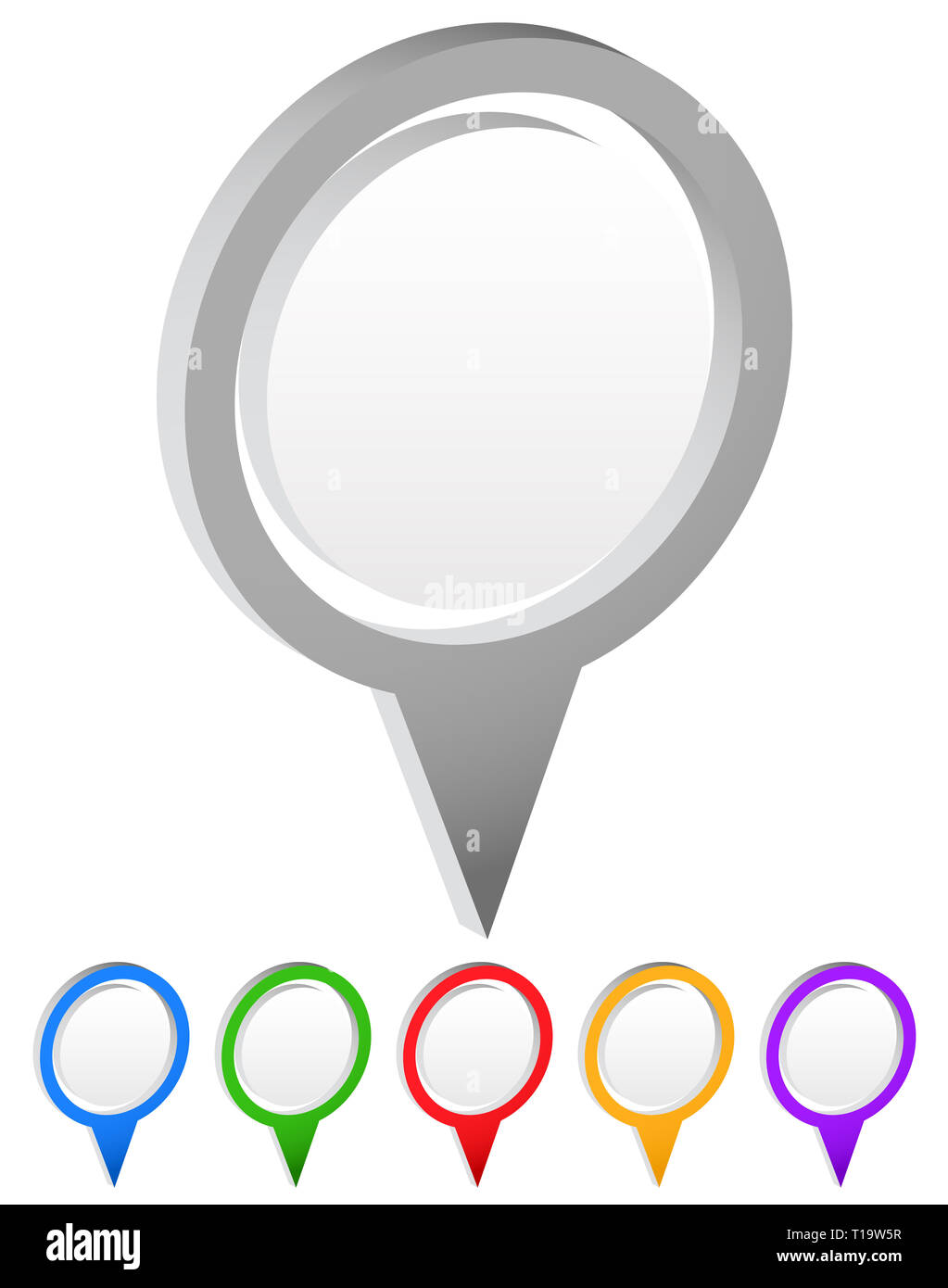 Set of vector map markers, with various colors Stock Photo - Alamy