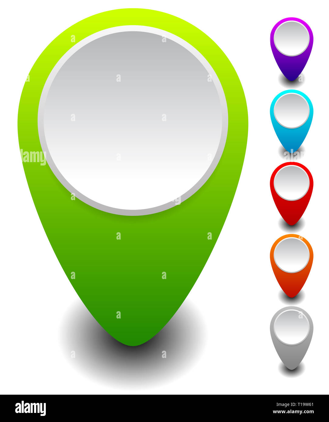 Set of colorful map markers, map pins with empty circle Stock Photo - Alamy
