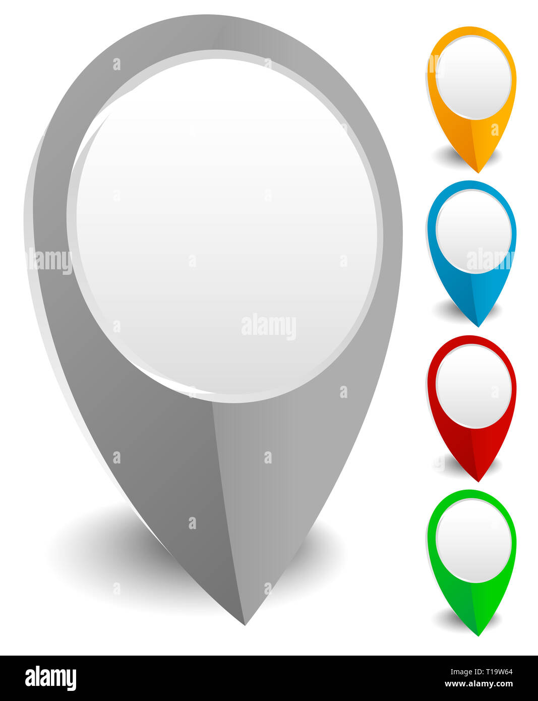 3d map marker, map pin set in multiply colors Stock Photo - Alamy