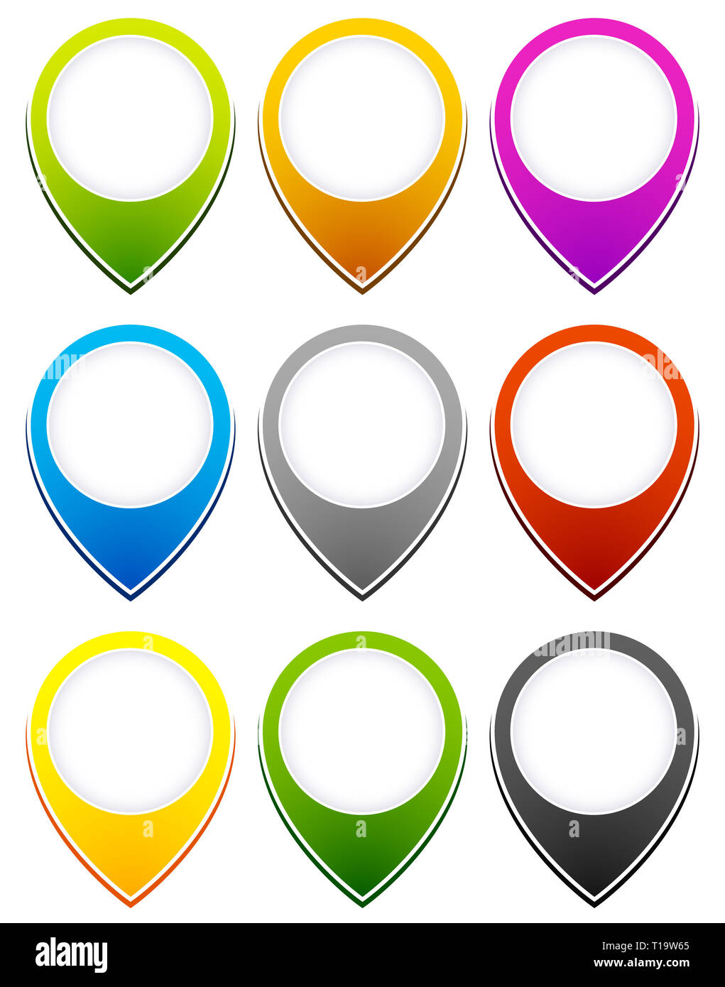 Illustration of map pins, thumbtacks Stock Photo - Alamy