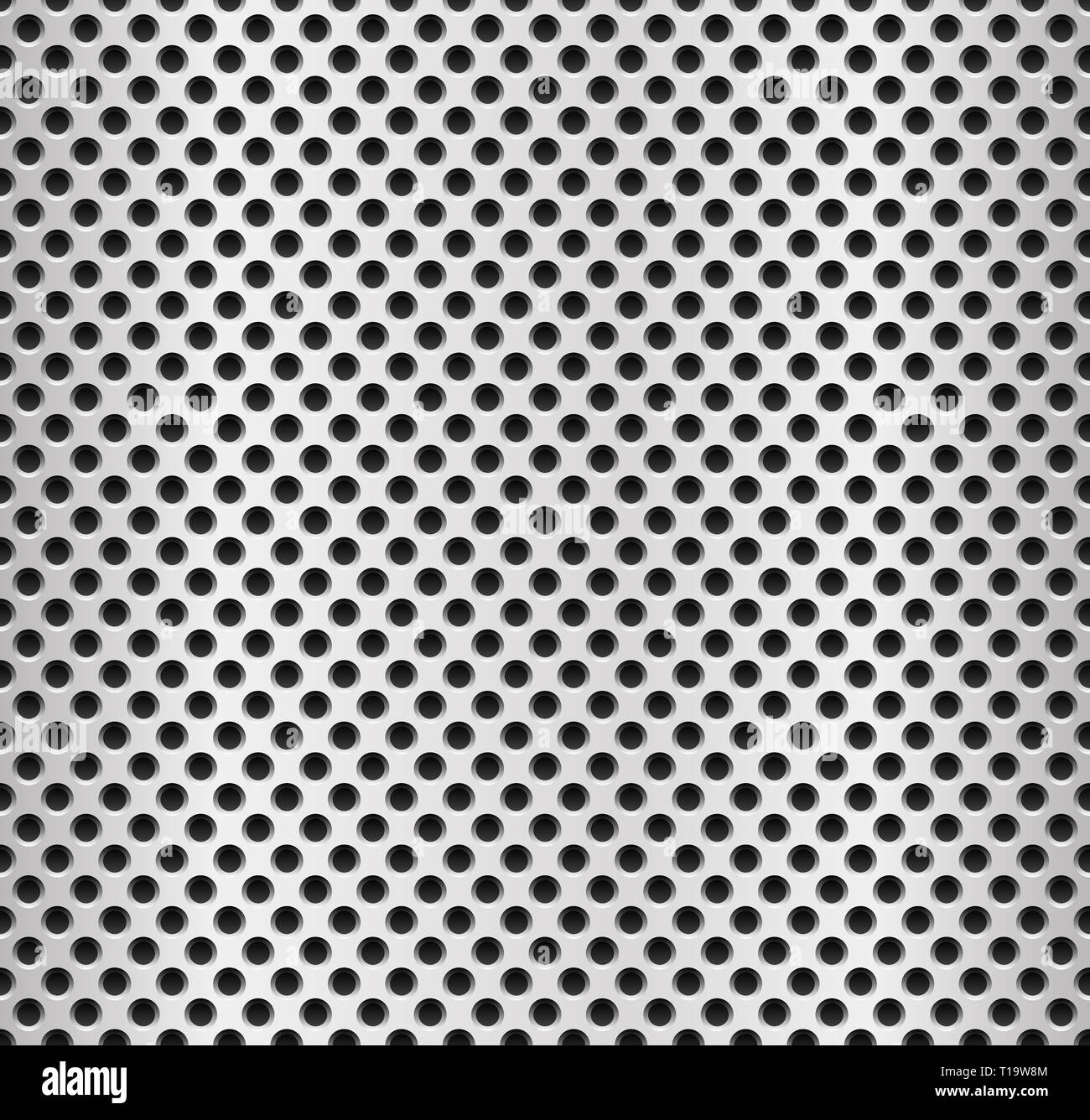 Seamless metal swatch. Perforated metal pattern with black holes ...