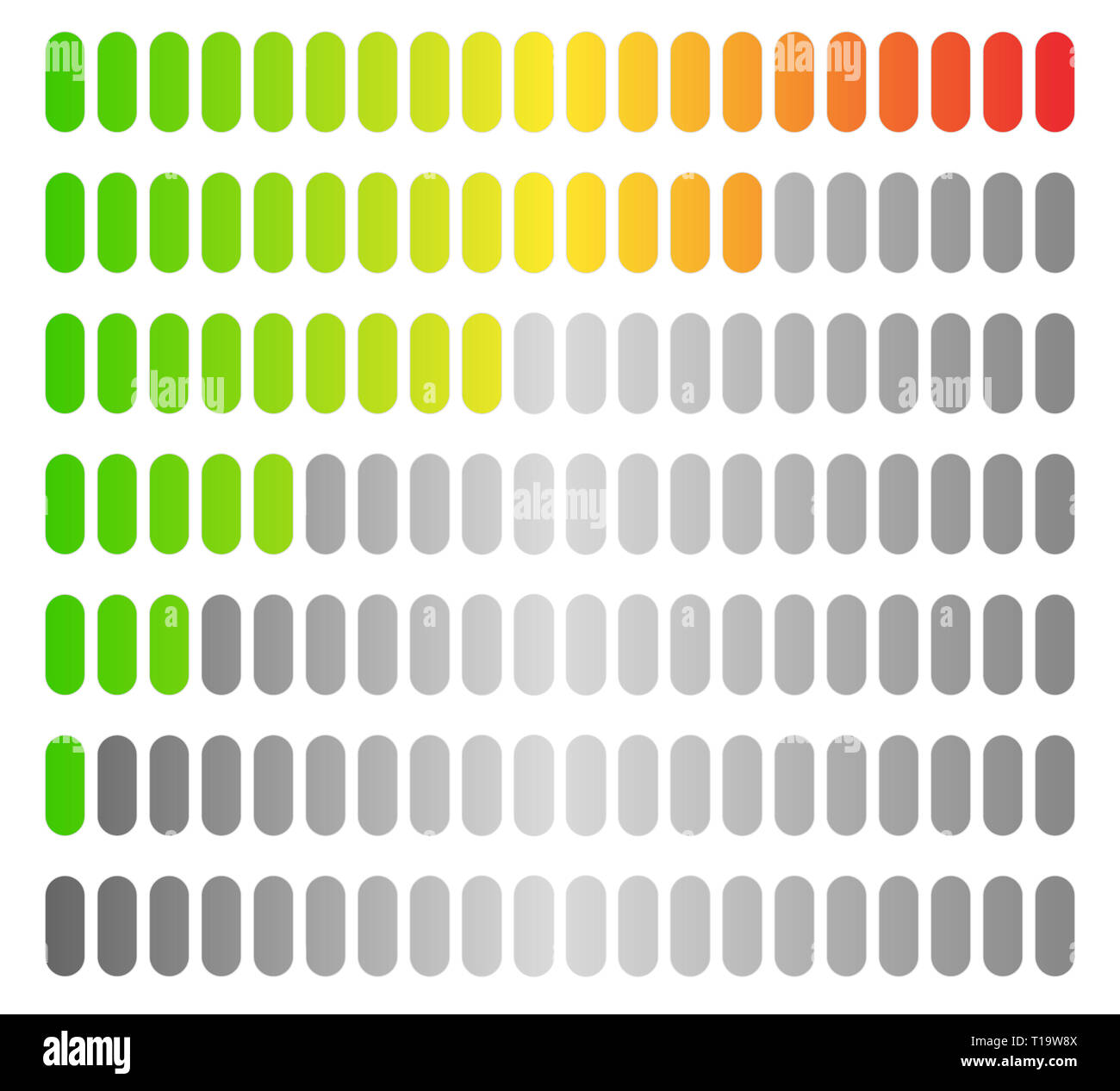 Colored progress bars, progress, strength indicators. vector Stock ...