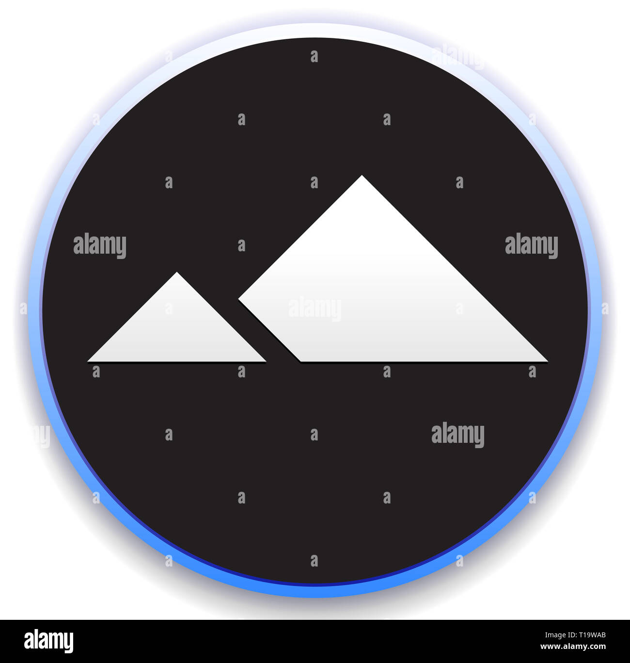 Vector illustration of circular mountain peek icon Stock Photo - Alamy