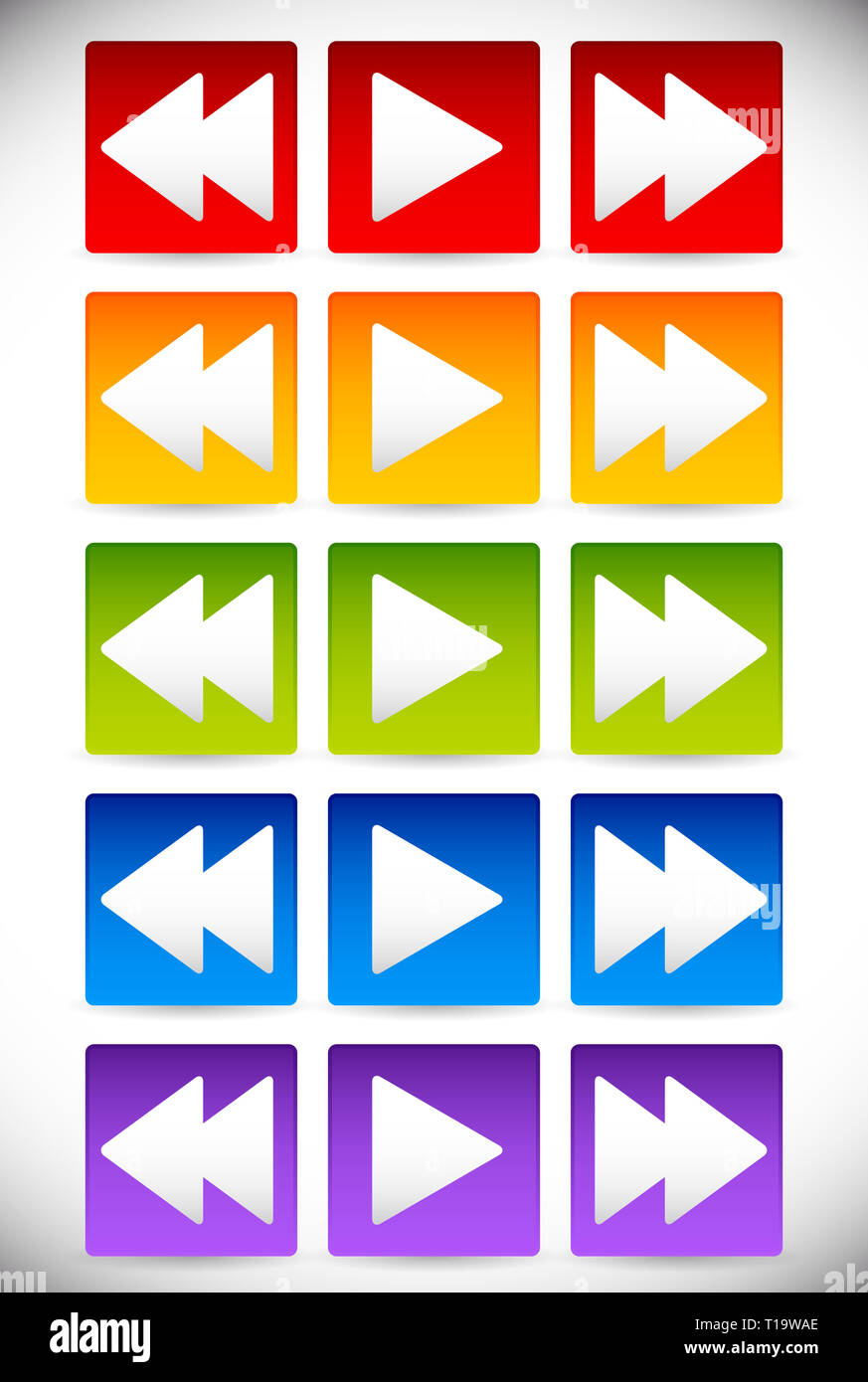 Eps 10 Vector Illustration of Colorful Backward, Play and Forward ...