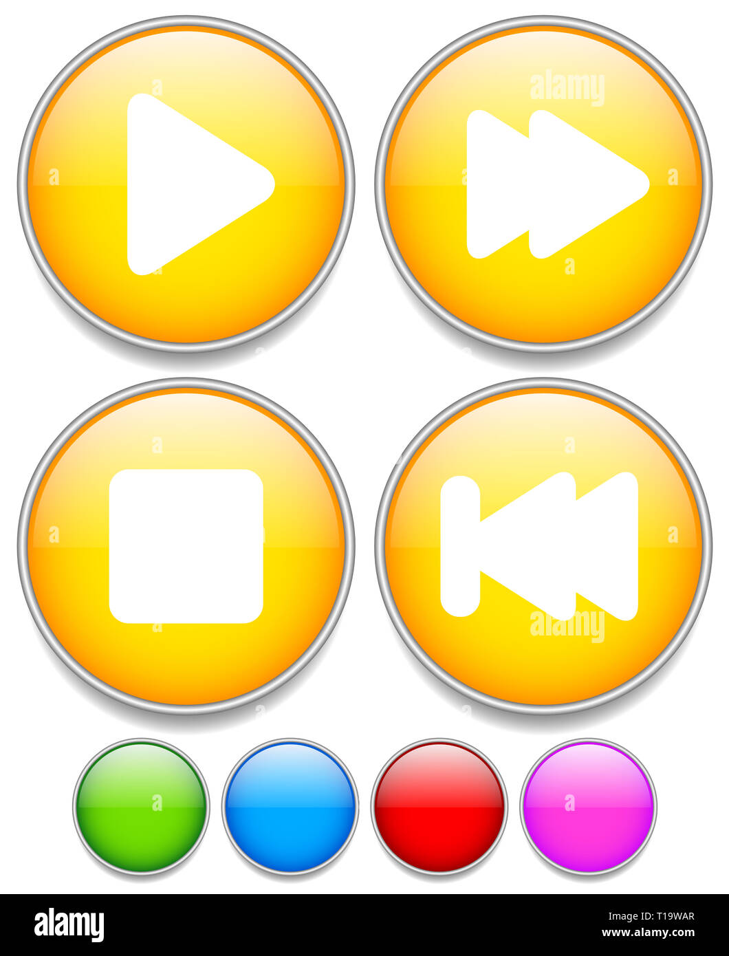 Eps 10 vector illustration of Multimedia buttons with play, fast-forward or backward, previous ...