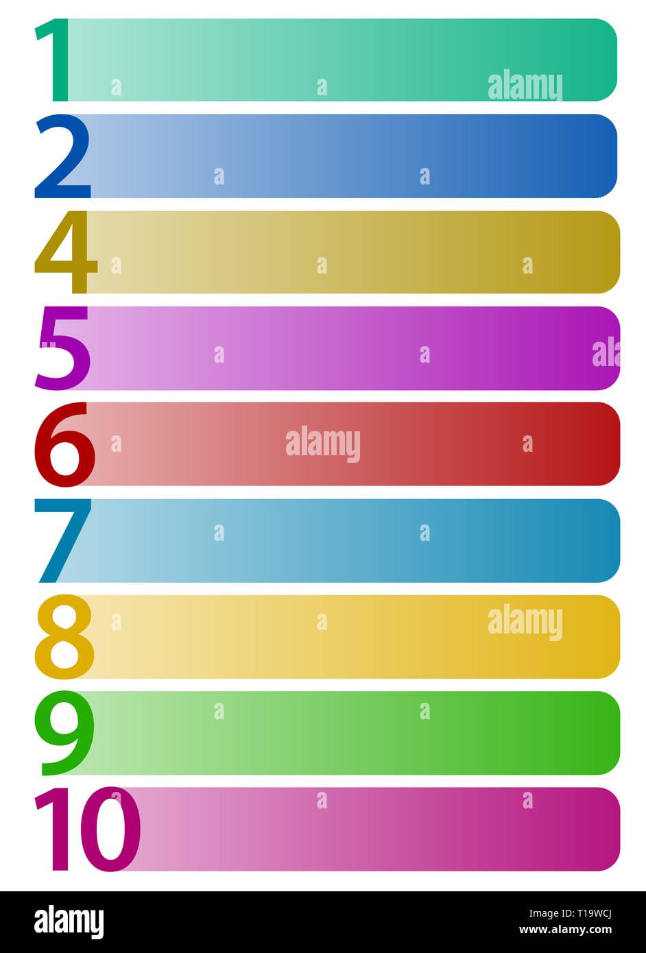 Horizontal rectangles with numbers up to 10 Stock Photo - Alamy