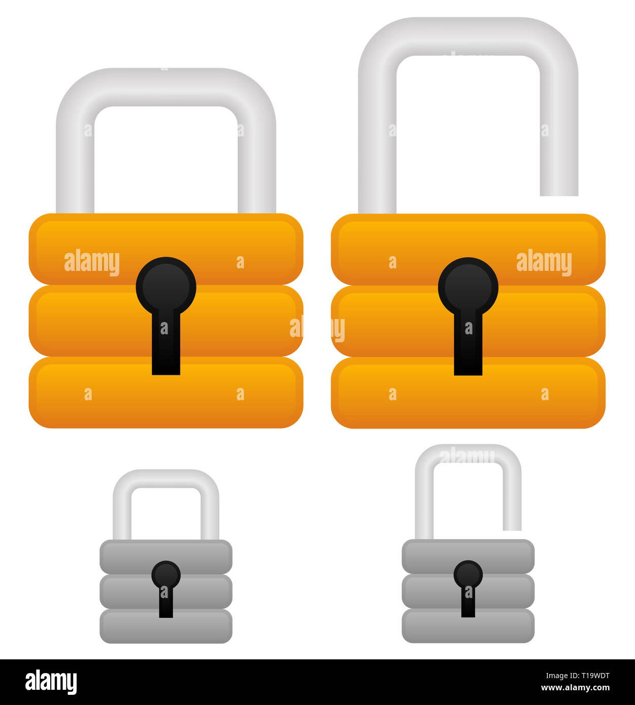 Padlock icons, padlock graphics on white. vector Stock Photo - Alamy