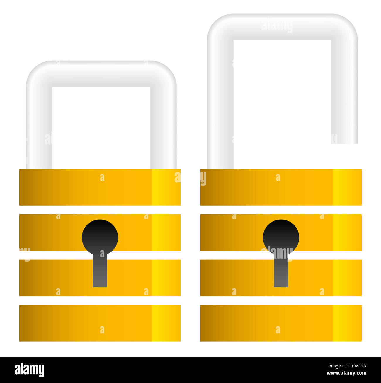 Padlock icons, padlock graphics on white. vector Stock Photo - Alamy