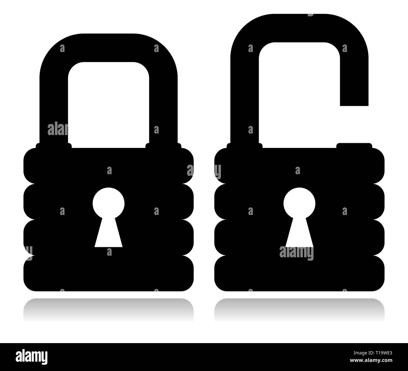 Unlocked padlock isolated Black and White Stock Photos & Images - Alamy