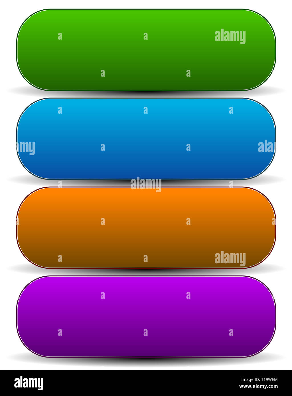 Horizontal buttons with blank space, rounded colorful button, banner ...