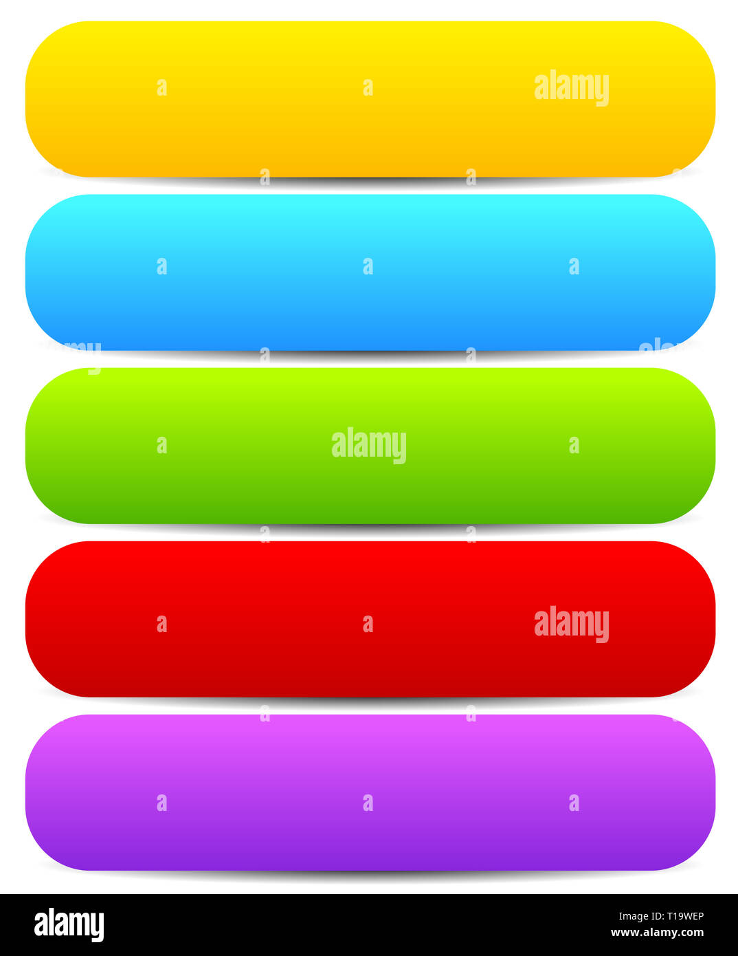 Horizontal buttons with blank space, rounded colorful button, banner ...