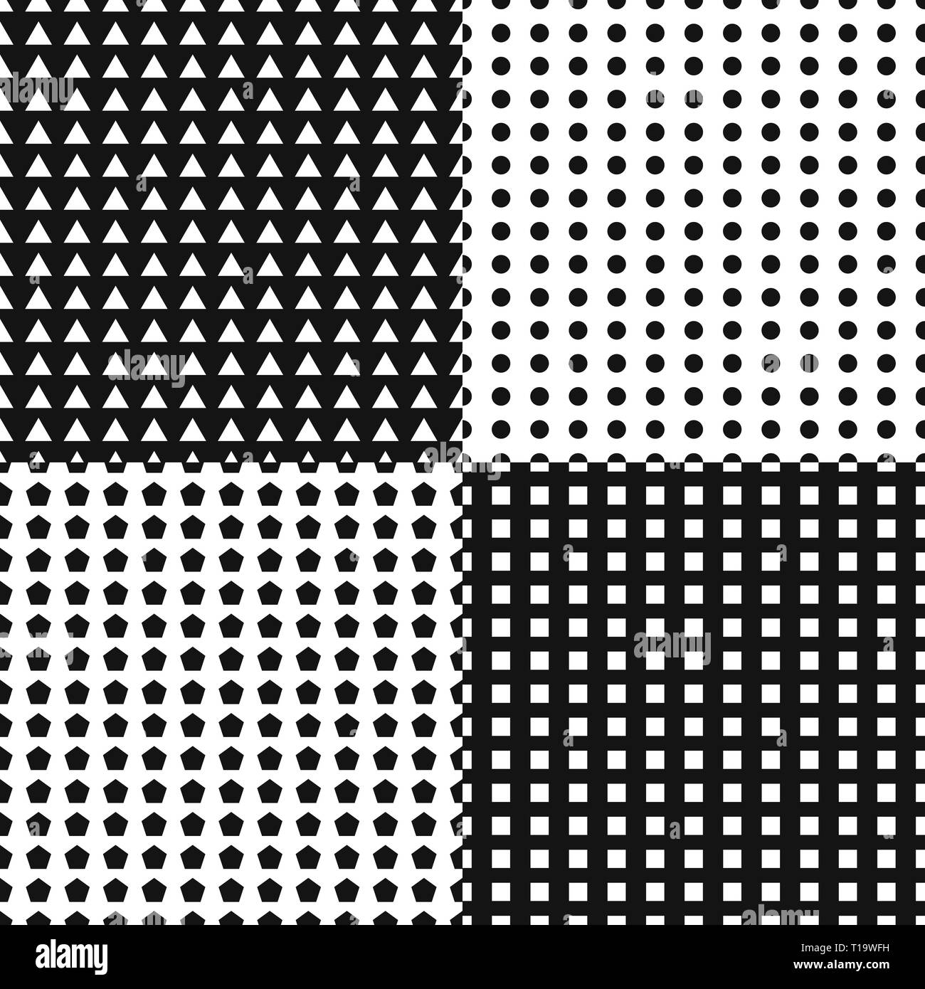 Set of repeatable patterns with triangle, circle, octagon and square ...