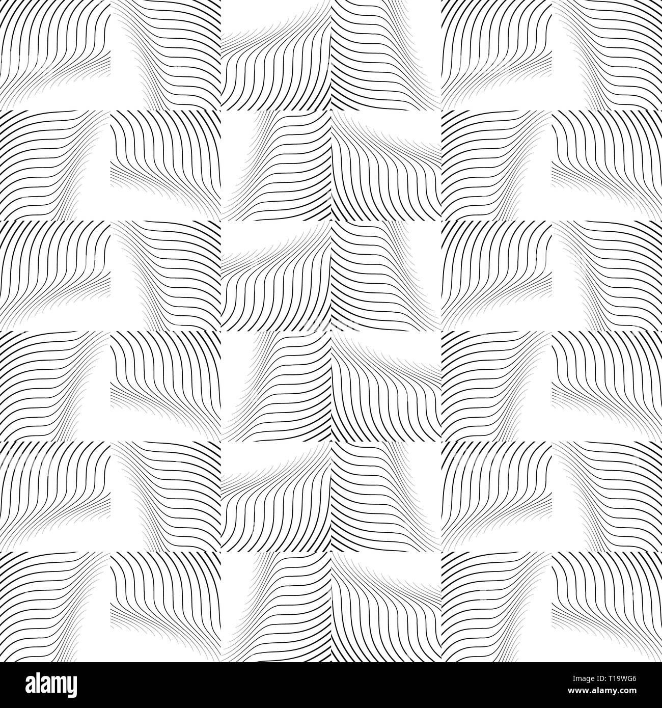 Wavy lines repeatable pattern. Black and white vector background Stock ...