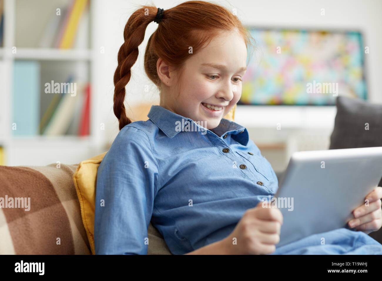 Teenage Girl Using Video Chat Stock Photo - Alamy