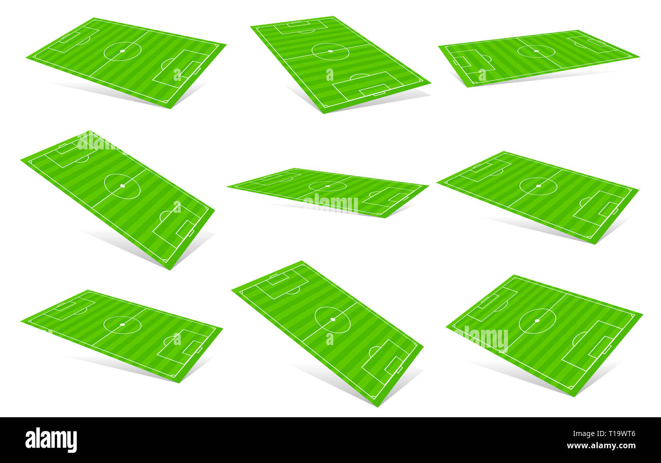 3D Soccer fields - Soccer fields in different angles Stock Photo - Alamy