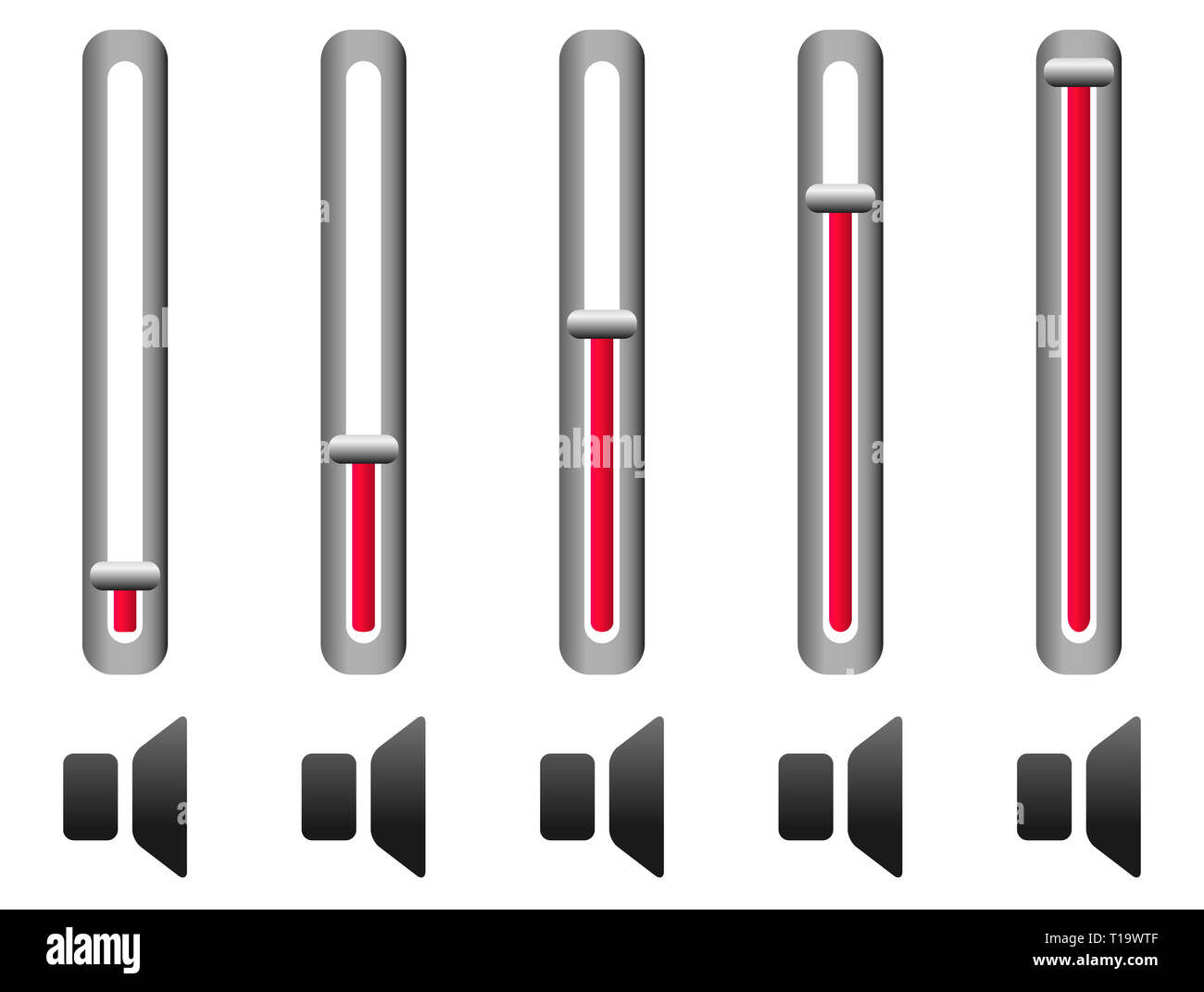 Eps 10 vector illustration of Sound level indicators / adjusters UI ...