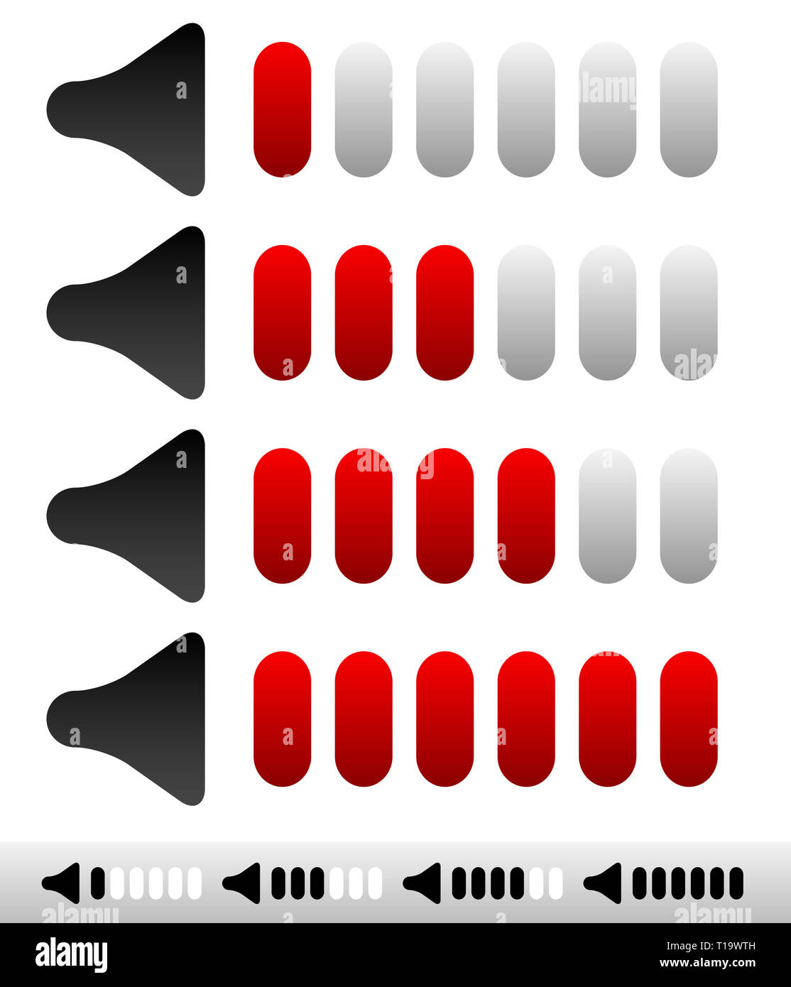 Vector illustration of a simple sound volume indicator or adjusters ...