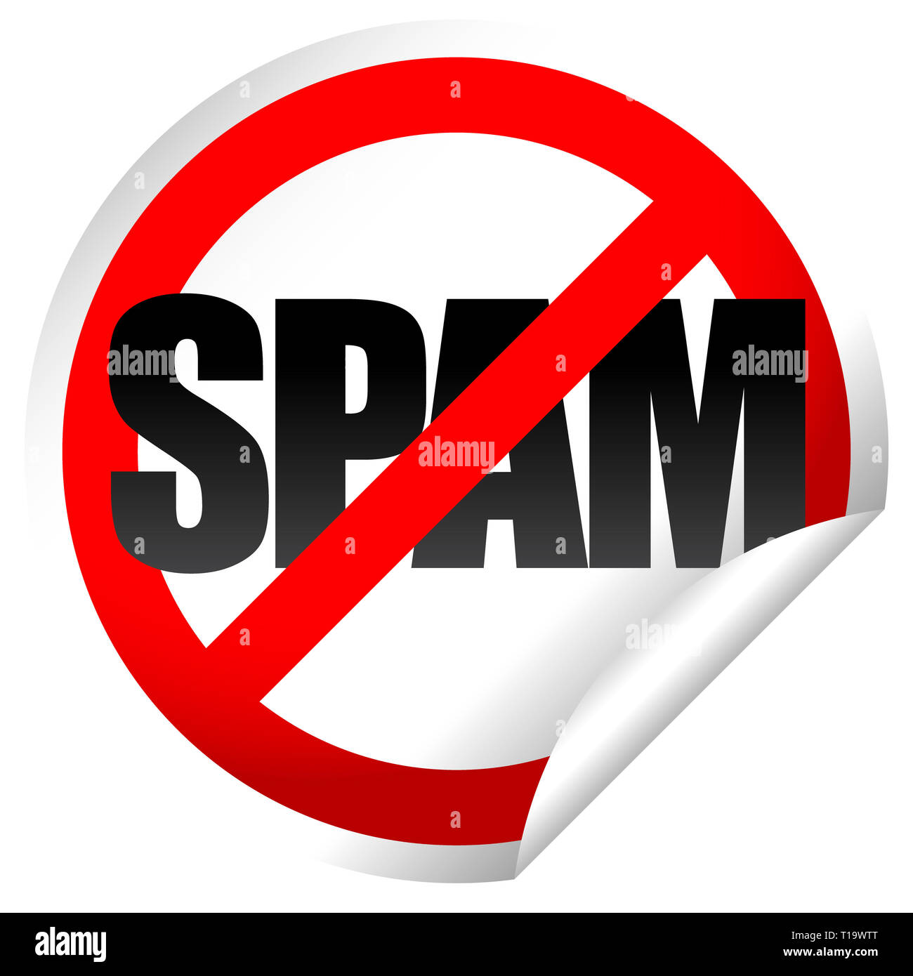 Word spam and prohibition sign on sticker Stock Photo - Alamy