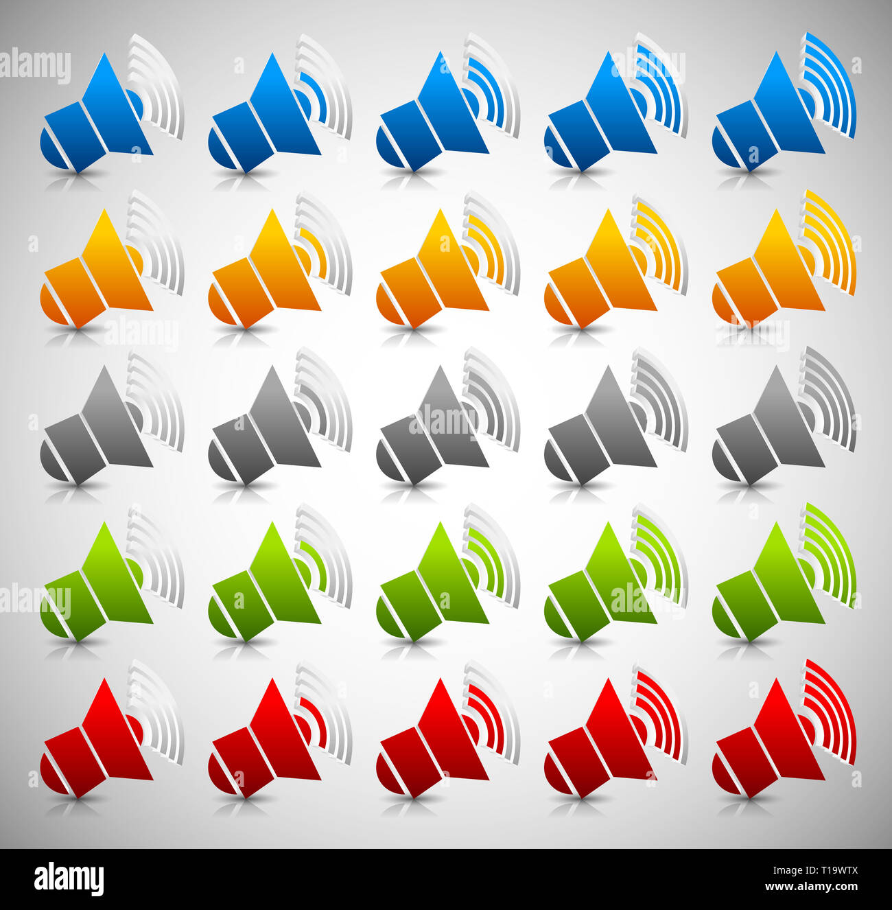 Eps 10 Vector Illustration of 3d Sound Level, Volume Icons/Symbols ...