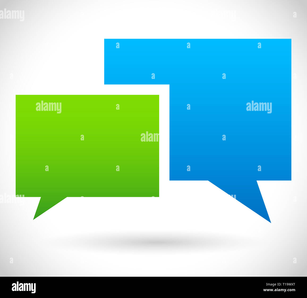 Two overlapping speech, talk bubbles, communication, discussion ...