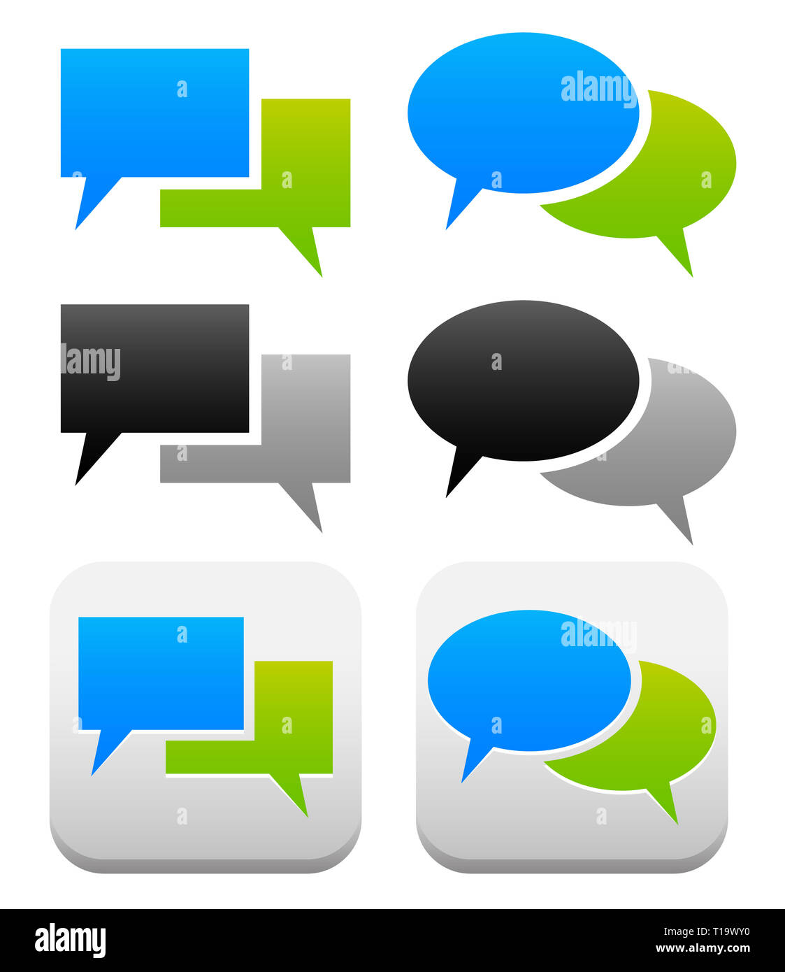 Speech, talk bubble symbols and buttons with 2 overlapping shape. Oval ...