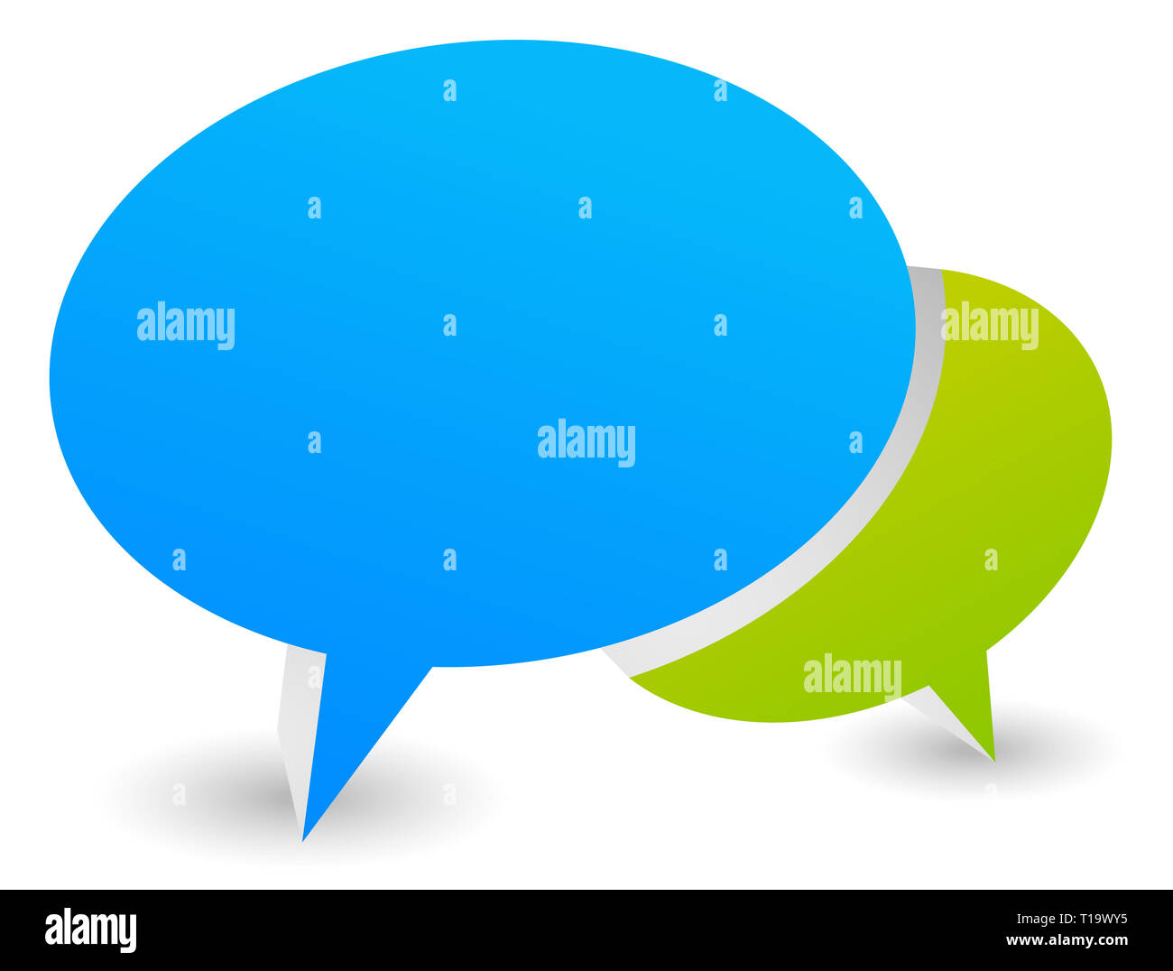 3d illustration of two overlapping speech or talk bubbles Stock Photo ...