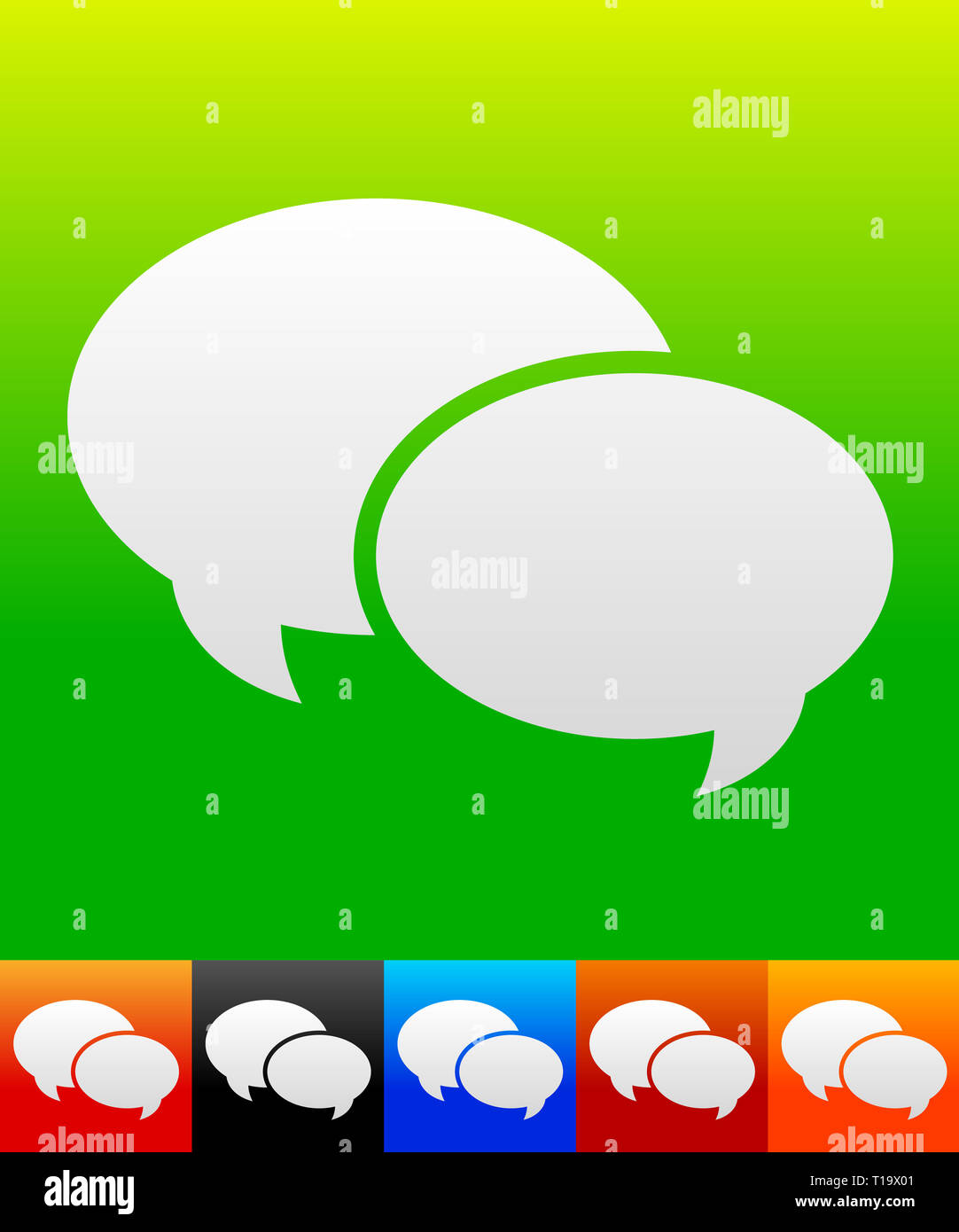 Speech bubble vector graphics. Two overlapping speech, talk bubbles for communication, chat ...
