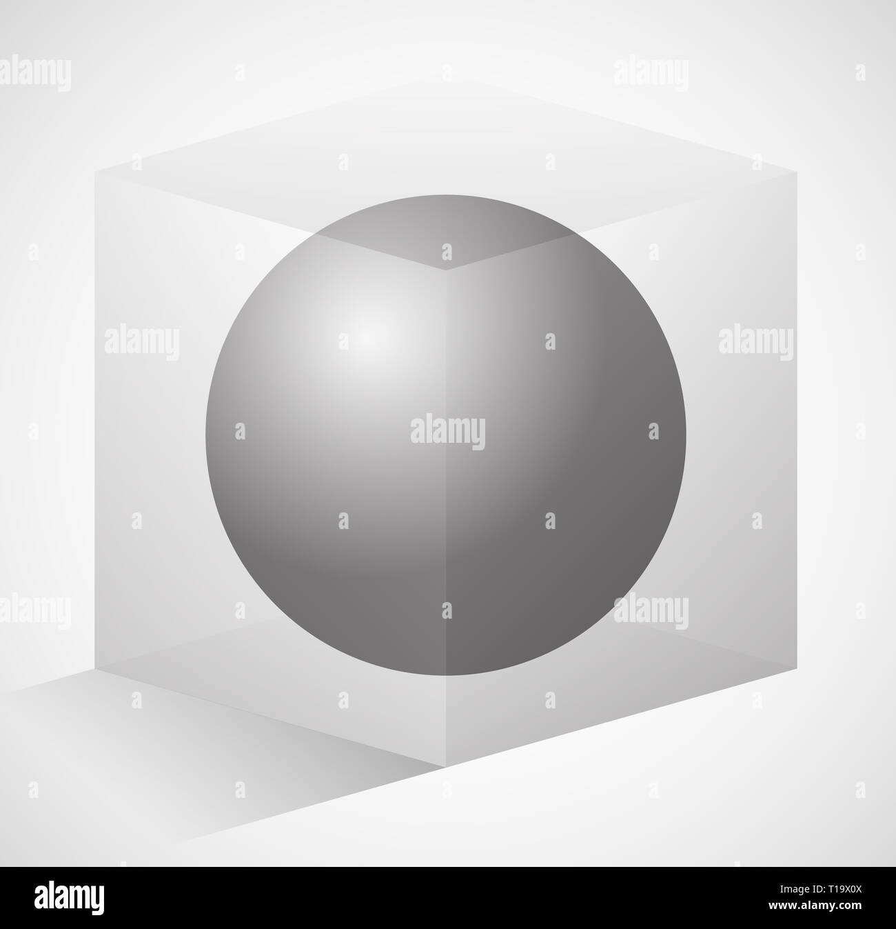 Sphere in cube. Abstract 3d illustration. Editable vector Stock Photo ...