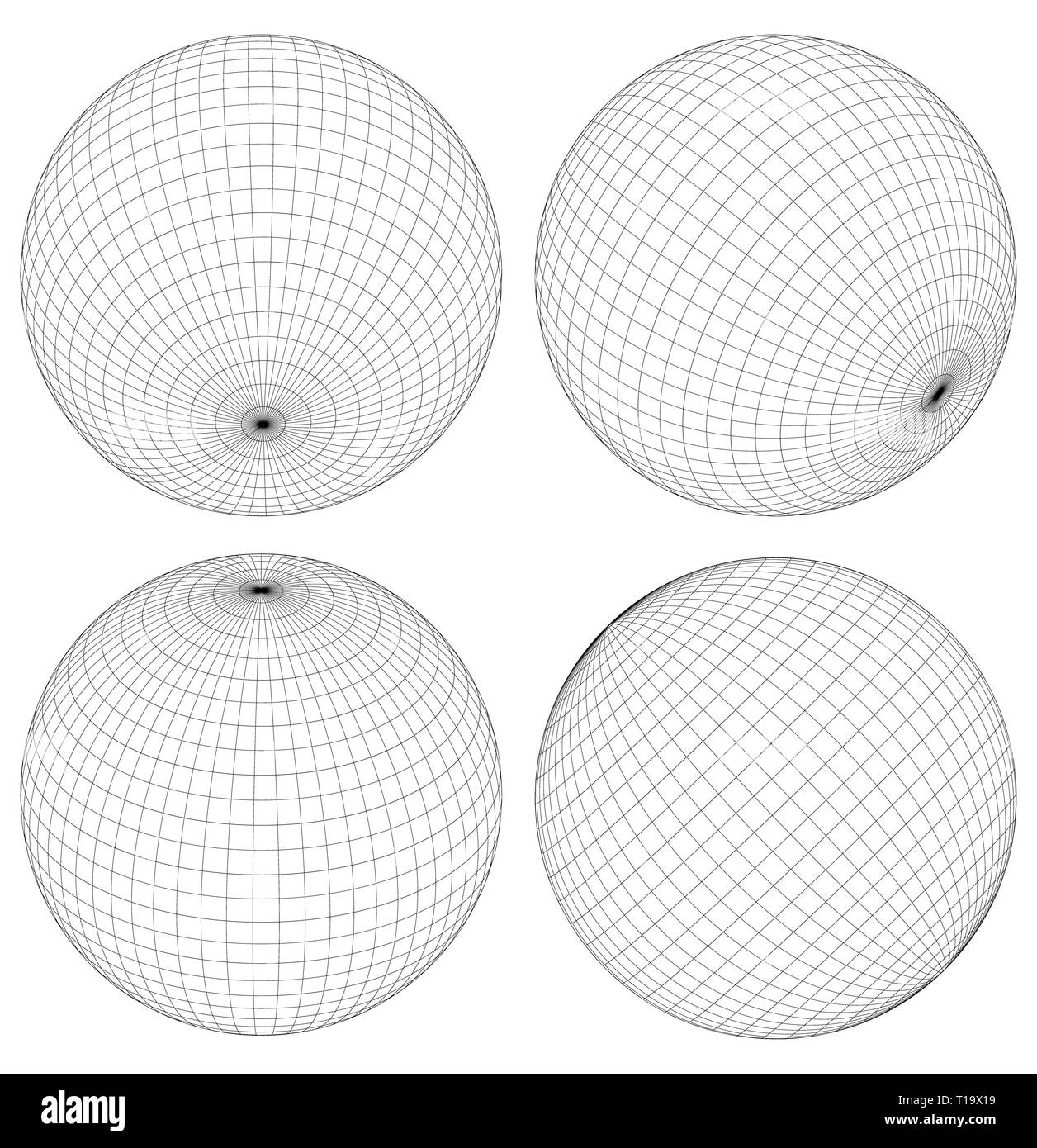Gridded, wireframe spheres Stock Photo - Alamy