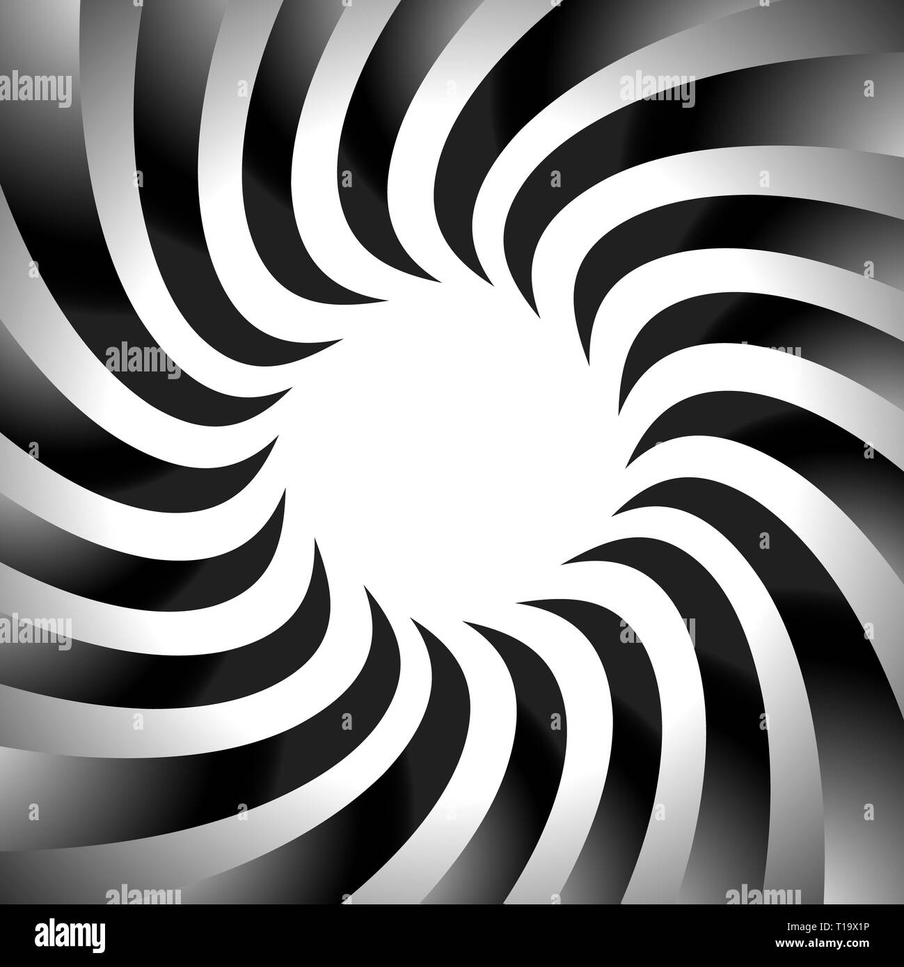 Abstract radial vector graphics in black and white. Spiral, vortex ...